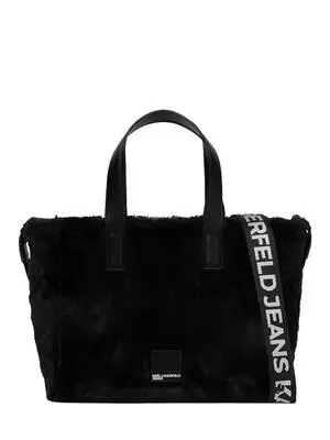 KL JEANS Box Logo Furry Mini Tote Bag Black