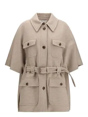 Max Mara Cashmere Cape With Belt - Beige