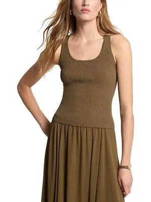 Michael Kors Ribbed Racerback Scoop Neck Tank - Duffle
