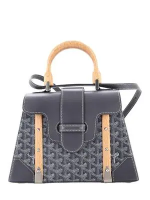 Goyard Pm Saigon Top Handle Bag Coated Canvas With Leather - Gray