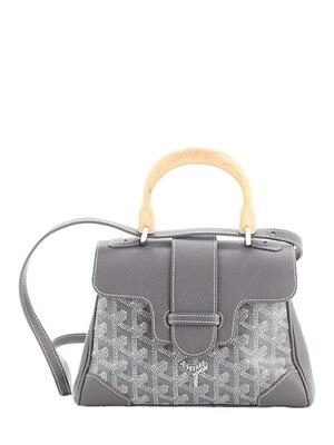 Goyard Saigon Top Handle Bag Coated Canvas With Leather - Gray