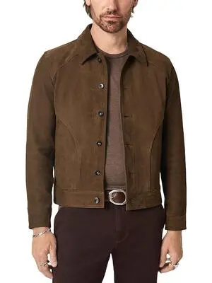 John Varvatos Douglas Seamed Leather Jacket - Nutmeg