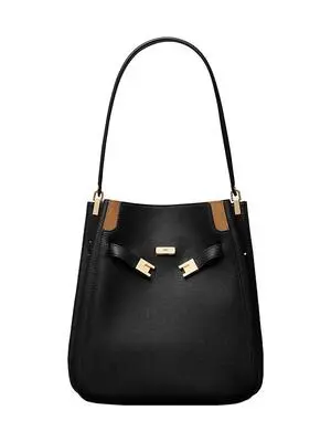 Tory Burch Tory Burch Lee Radziwell Leather Bucket Bag Black