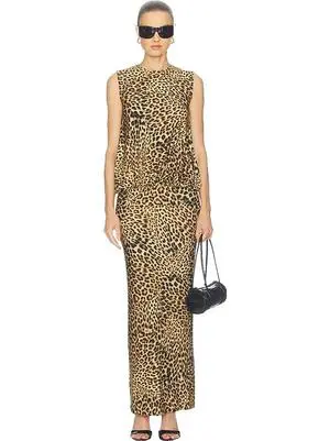 Norma Kamali Babydoll Gown - Cheetah Patch