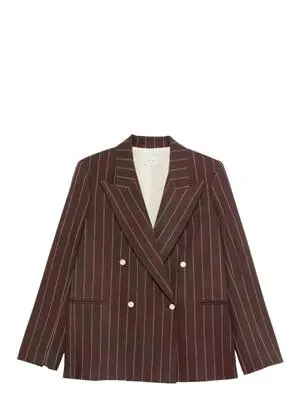 ALYSI Pinstripe Double-breasted Blazer - Brown
