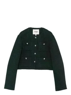 MAJE Maje Checked Cropped Tweed Jacket