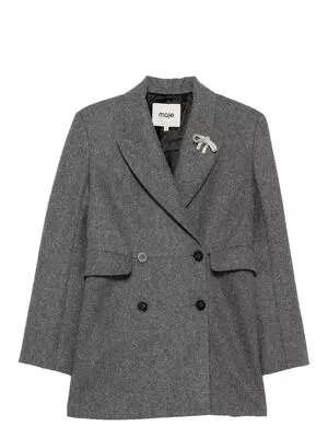 MAJE Maje Crystal-Embellished Double-Breasted Coat