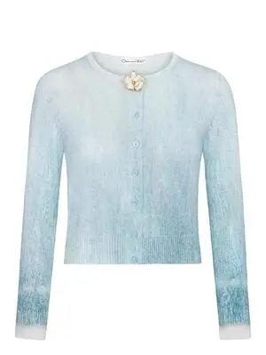 Oscar De La Renta Ombré-effect Cropped Cardigan - Blue