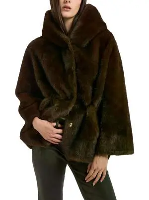 BULLY Hooded Faux-fur Jacket - Brown
