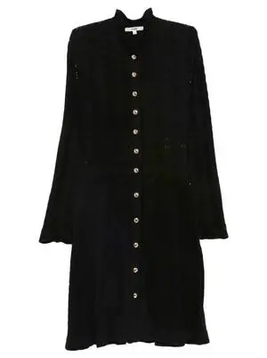 Maje Ruffle-trim Cable-knit Mini Dress - Black