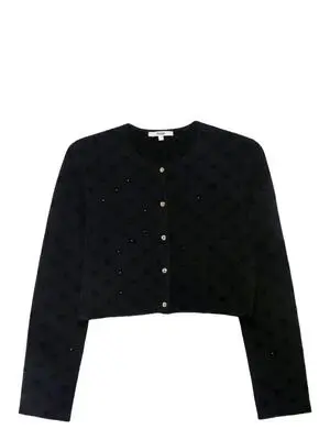 Maje Sequin-embellished Pointelle-knit Cardigan - Blue
