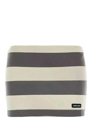 Miu Miu Striped Jersey Miniskirt - Grey