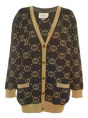 Gucci Gucci Monogram-Jacquard Buttoned Cardigan Black