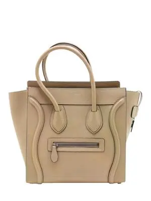 Celine Micro Drummed Calfskin Luggage Tote Bag - Neutrals