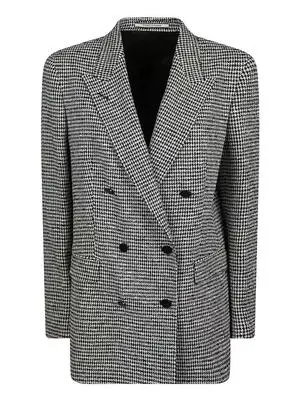 Tagliatore Houndstooth Double-breasted Blazer - Black