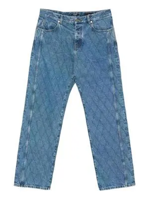 Balmain Quilted Straight-leg Jeans - Blue