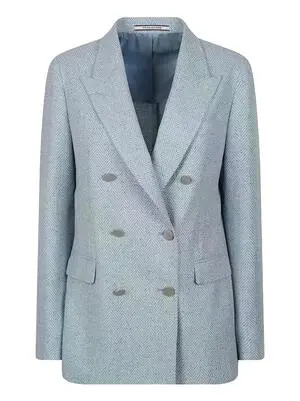 Tagliatore Herringbone Double-breasted Blazer - Blue