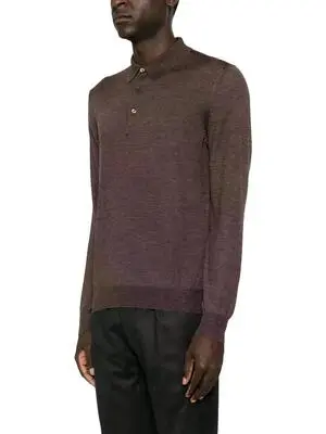 GRAN SASSO Button-collar Long-sleeve Sweater - Brown