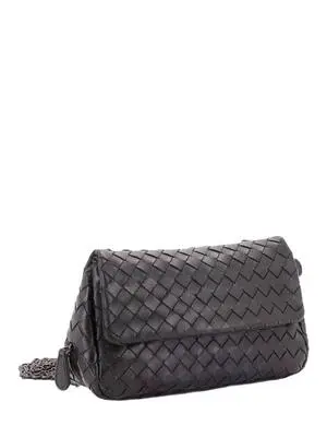 Bottega Veneta Expandable Chain Intrecciato Nappa Small Cross Body Bag - Black