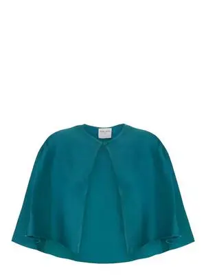 FORTE_FORTE Button-fastening Cropped Cape - Blue
