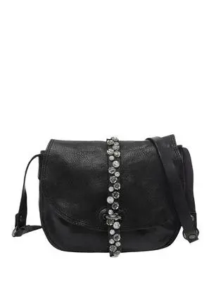 CAMPOMAGGI Crystal-embellished Leather Shoulder Bag - Black