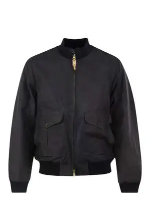 CECCARELLI Waxed Cotton Bomber Jacket - Black