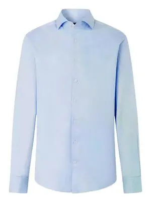 HACKETT LONDON Herringbone-design Knightsbridge-collar Shirt - Blue