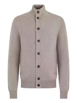 SLOWEAR Slowear High-Neck Button-Up Cardigan Neutrals