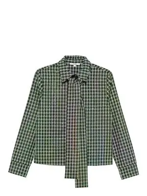 Maje Checked-pattern Pussy-bow Shirt - Green