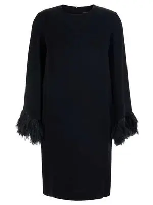 ANTONELLI FIRENZE Antonelli Feather-Trim Long-Sleeve Mini Dress