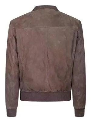 STEWART Suede Bomber Jacket - Brown