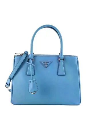 Prada Prada Galleria Double Zip Tote Saffiano Leather Small Cross Body Bag Blue