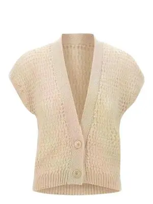 Eleventy Openwork-knit Sleeveless Cardigan - Neutrals