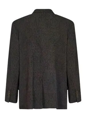 UMA WANG Chevron-pattern Single-breasted Blazer - Brown