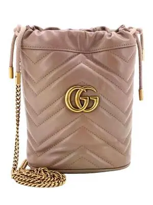 Gucci Gg Marmont Matelasse Leather Mini Bucket Bag - Neutrals