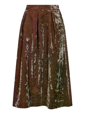 UMA WANG Inverted-pleat Flared Midi Skirt - Brown