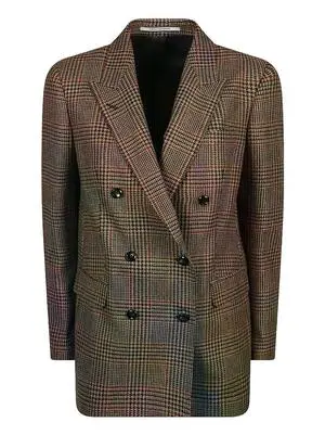 Tagliatore Check-pattern Double-breasted Blazer - Brown