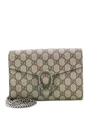 Gucci Dionysus Chain Wallet Gg Coated Canvas Small Crossbody Bag - Brown