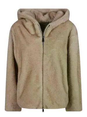 P.a.r.o.s.h Faux-fur Hooded Jacket - Neutrals
