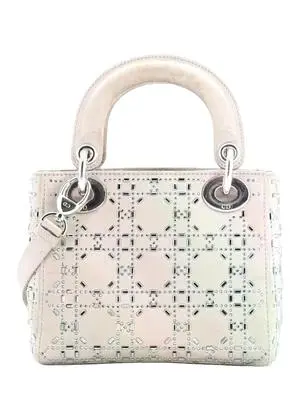 Dior Christian Dior Mini Satchel With Crystal Embellishments And Cannage Quilt Grey