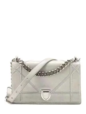 Dior Studded Leather Diorama Flap Small Shoulder Bag - Grey