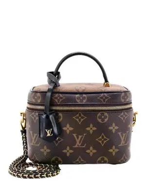 LOUIS VUITTON Reverse Monogram Canvas Pm Satchel Vanity Handbag - Black
