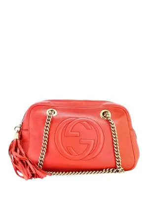 Gucci Soho Chain Zip Leather Small Shoulder Bag - Red