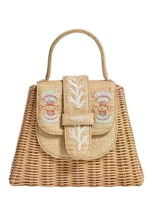 Pamela Munson Shell-embroidered Rattan Tote Bag - Neutrals
