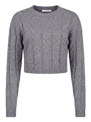 HINNOMINATE Viscose Blend Cable-knit Sweater - Grey