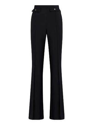 Elisabetta Franchi Flared Crepe Trousers - Black