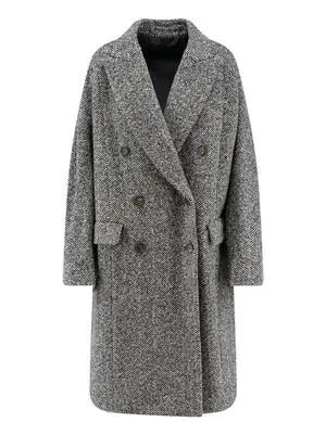 Brunello Cucinelli Virgin Wool And Alpaca Overcoat - Black
