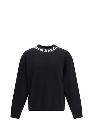 Palm Angels Cotton Crewneck Sweatshirt With Logo - Black