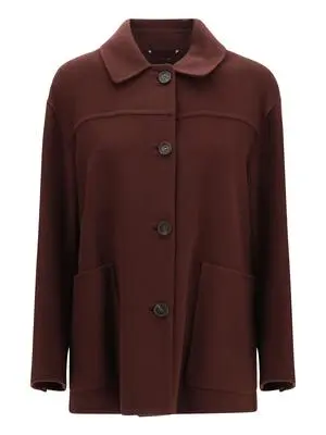 Max Mara S MAX MARA Giugno Short Virgin Wool Coat Multicolor