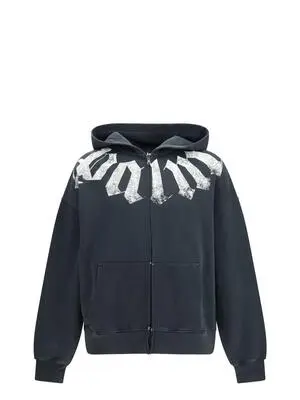 Palm Angels Hooded Zip Sweatshirt - Black